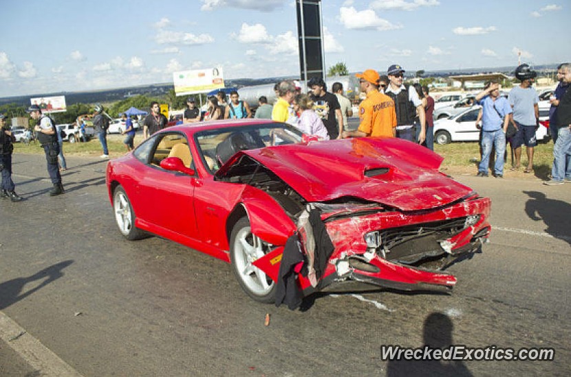 Ferrari 550 Crashed into a VW Golf During Exotic Car Race