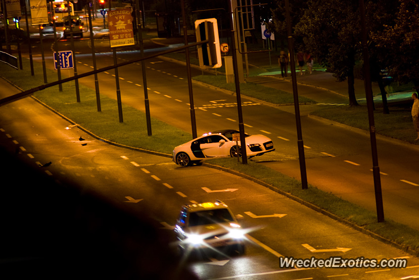 This Beautiful White Audi R8 Crashed While Racing a Bmw M3 2008. Driver ...